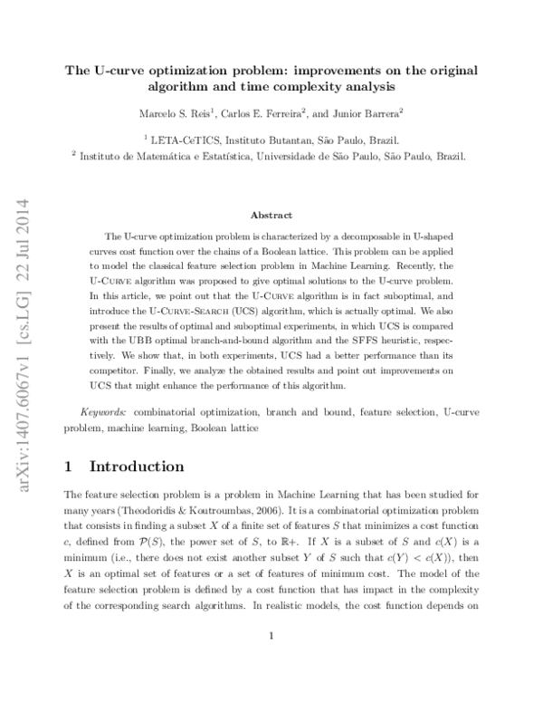 (PDF) The U-curve optimization problem: improvements on the original algorithm and time ...