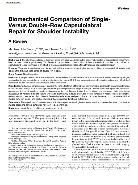 (PDF) Biomechanical Comparison of Single- Versus Double-Row ...