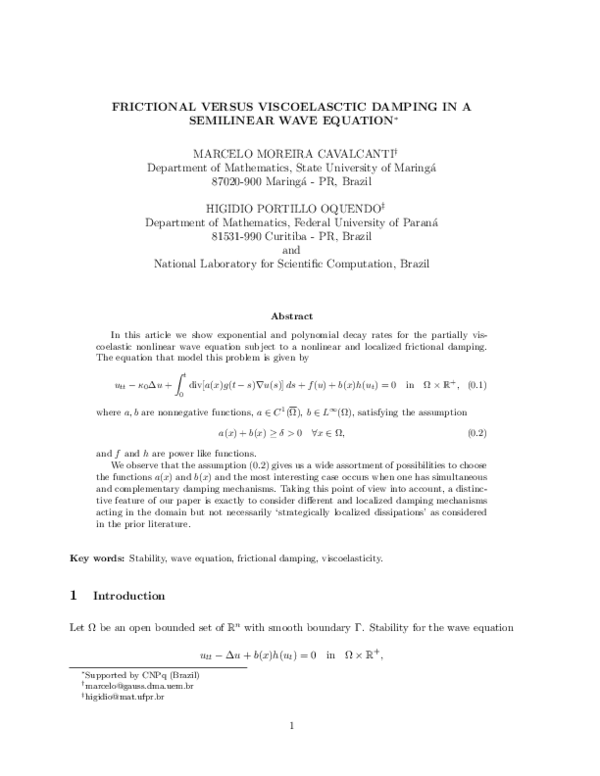 (PDF) Damping Mechanisms in Nonlinear Wave Equations