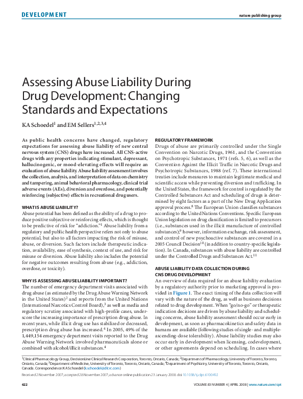 (PDF) Assessing Abuse Liability During Drug Development: Changing ...