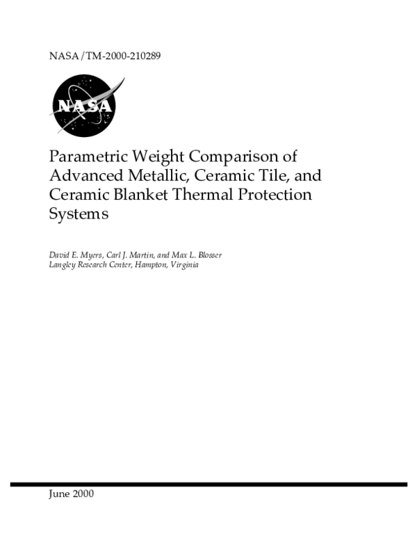 (PDF) Parametric Weight Comparison of Advanced Metallic, Ceramic Tile ...
