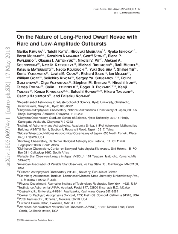 (PDF) On the nature of long-period dwarf novae with rare and low ...