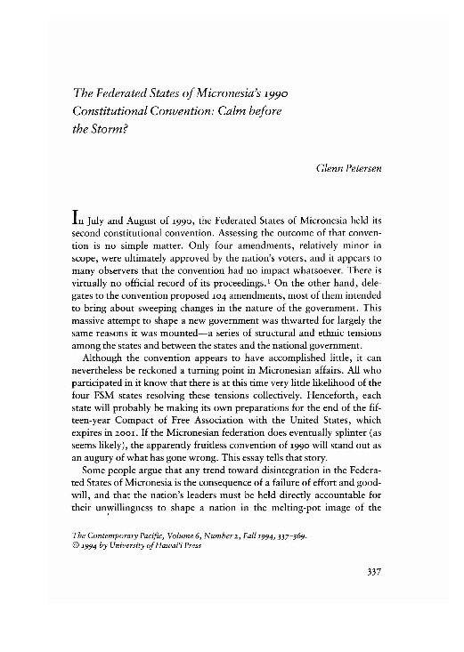 (PDF) The Federated States of Micronesia's 1990 Constitutional ...