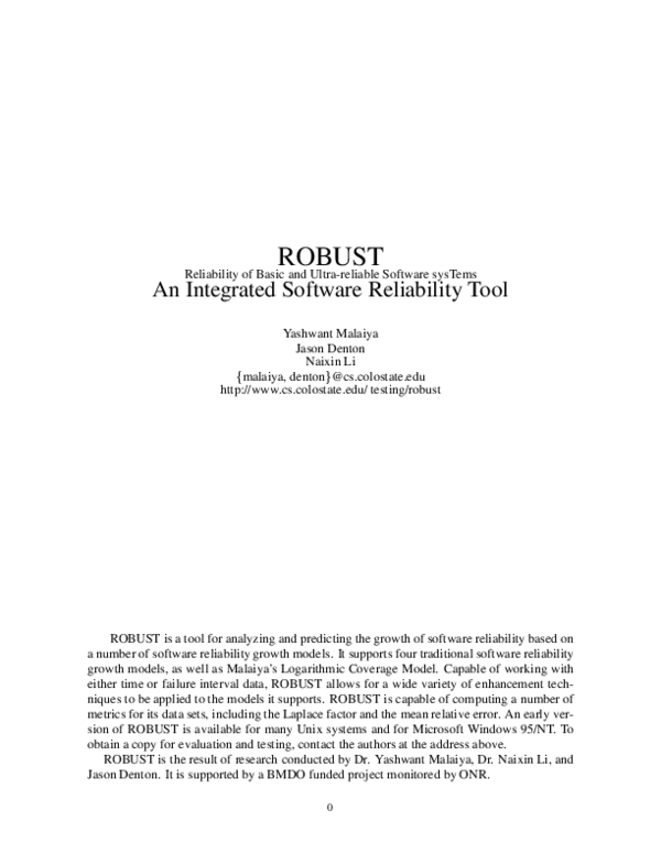(PDF) An Integrated Software Reliability Tool