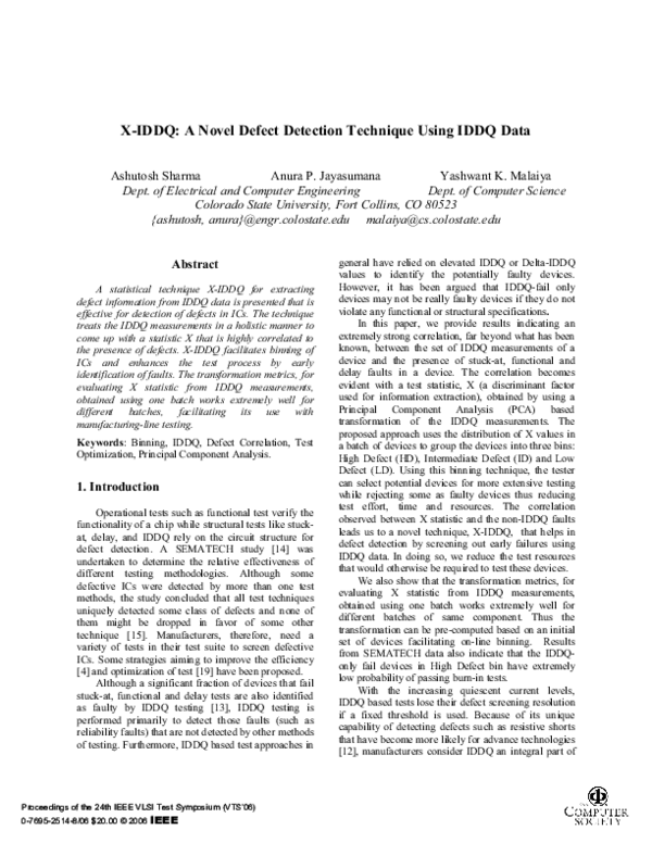 (PDF) X-IDDQ: A Novel Defect Detection Technique Using IDDQ Data
