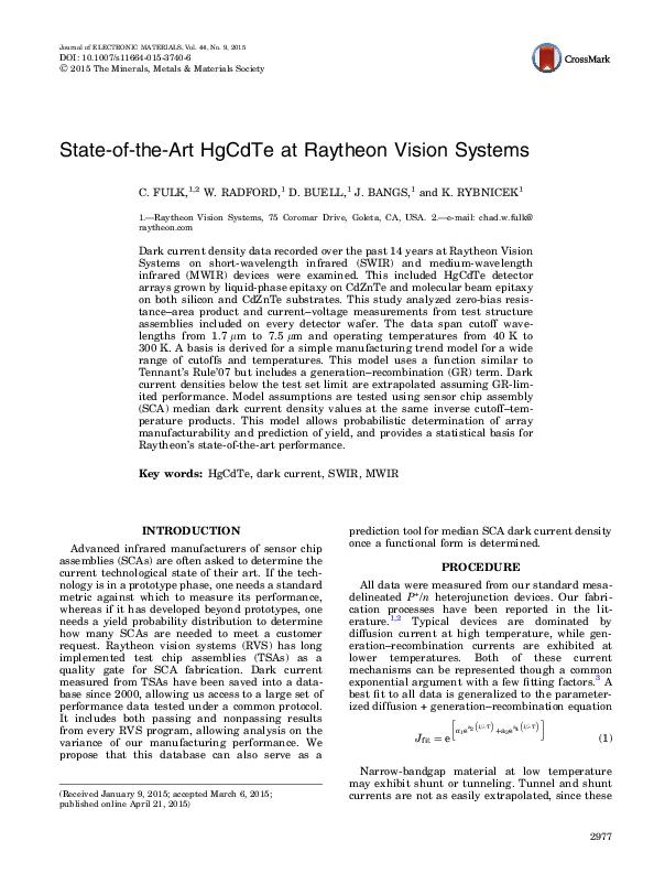 (PDF) State-of-the-Art HgCdTe at Raytheon Vision Systems