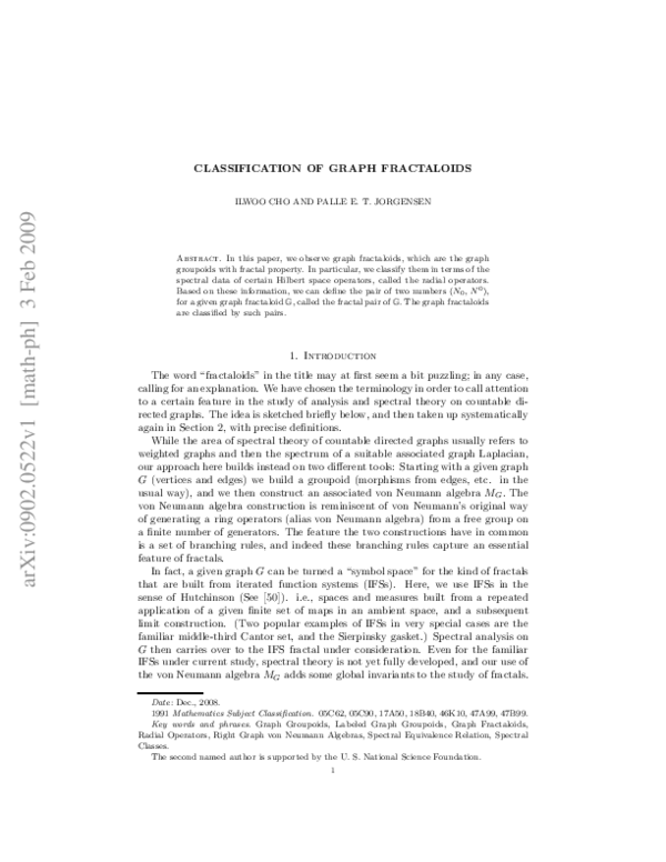 (PDF) Classification of Graph Fractaloids