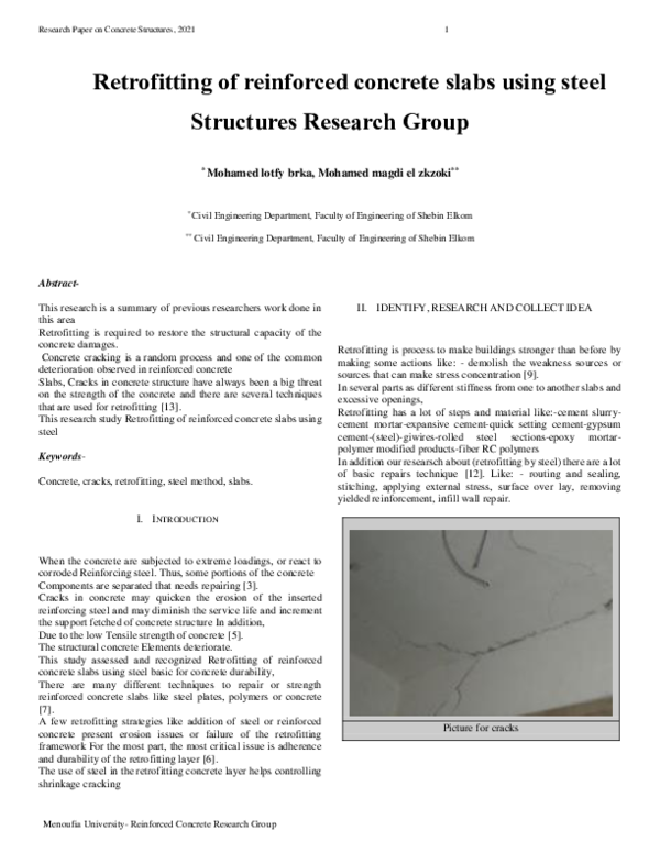 (PDF) Retrofitting of reinforced concrete slabs using steel