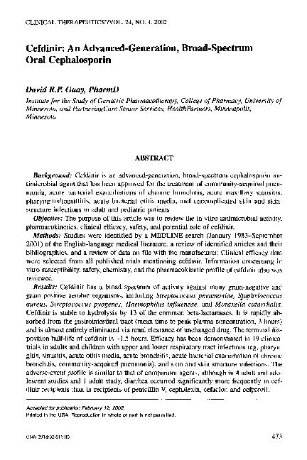 (PDF) Cefdinir: An advanced-generation, broad-spectrum oral cephalosporin