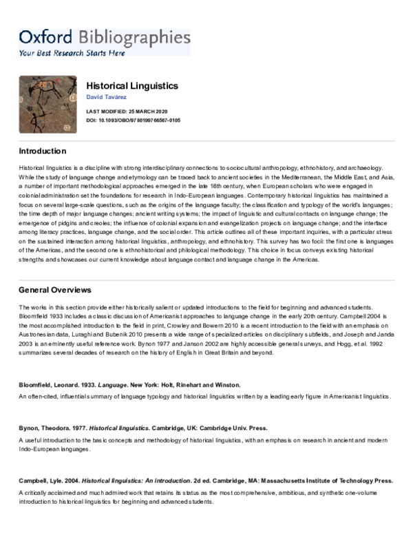 (PDF) Historical Linguistics