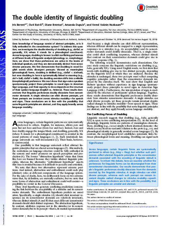 (PDF) The double identity of linguistic doubling