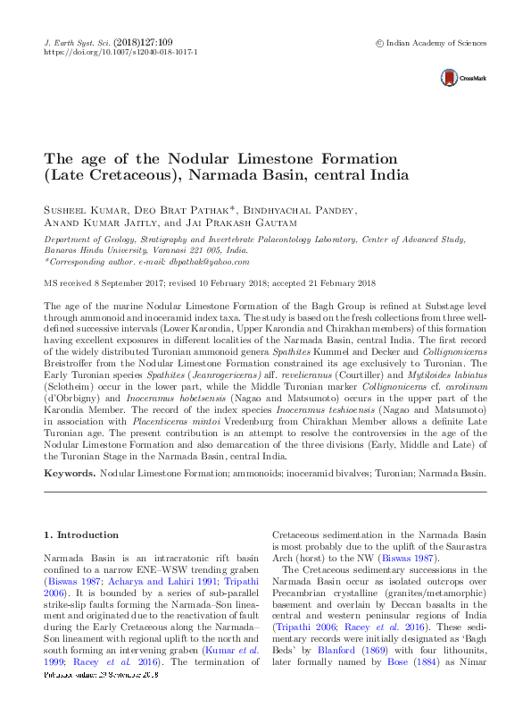 (PDF) The age of the Nodular Limestone Formation (Late Cretaceous ...