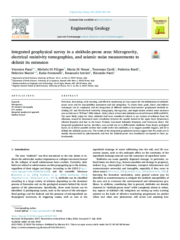 (PDF) Integrated geophysical survey in a sinkhole-prone area ...