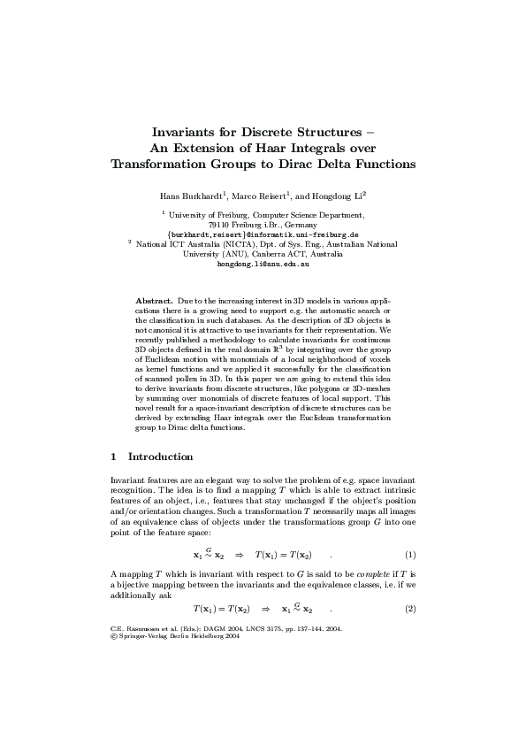 (PDF) Invariants for Discrete Structures – An Extension of Haar Integrals over Transformation ...