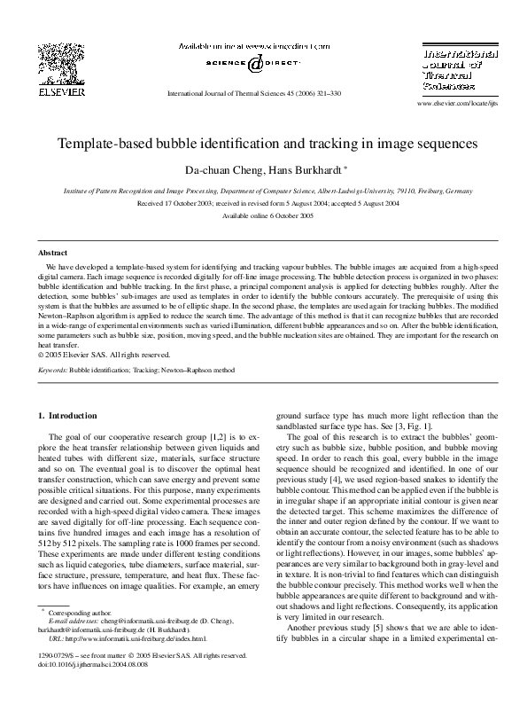 (PDF) Template-based bubble identification and tracking in image sequences