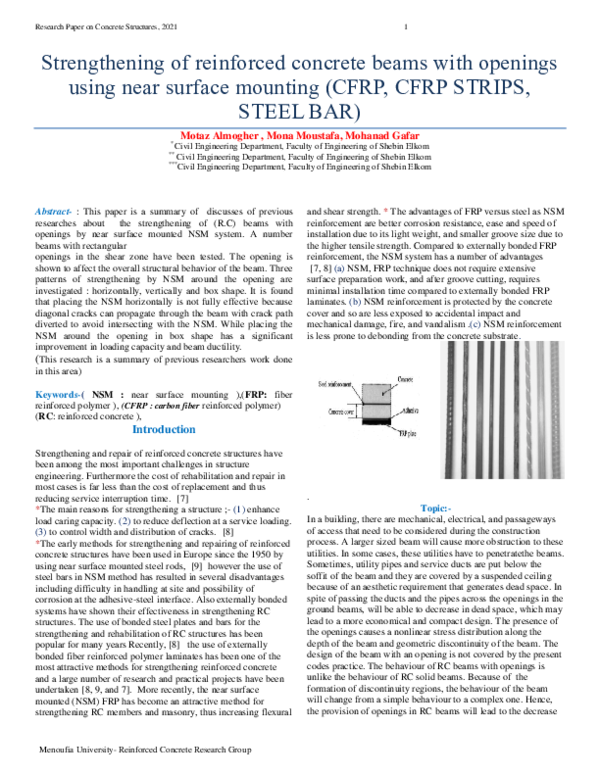 (PDF) Strengthening of reinforced concrete beams with openings using ...