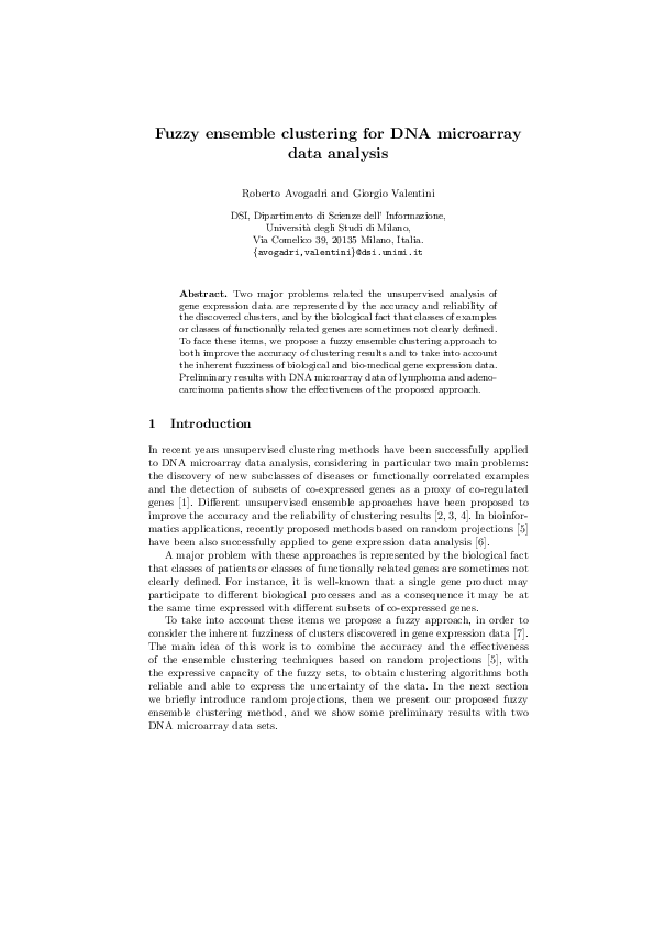Fuzzy Ensemble Clustering For Dna Microarray Data Analysis 