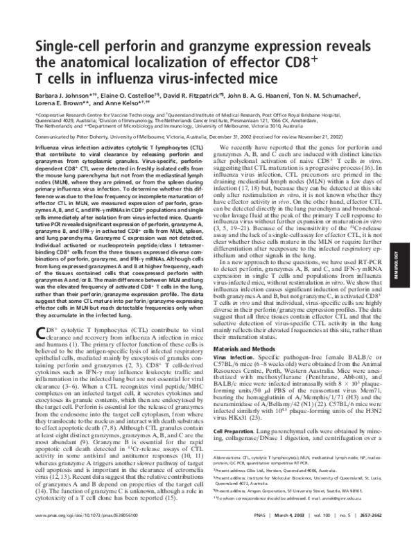 (PDF) Single-cell perforin and granzyme expression reveals the ...
