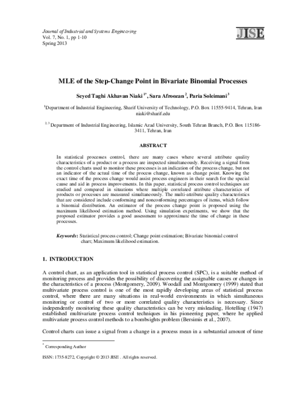 (PDF) MLE of the Step-Change Point in Bivariate Binomial Processes