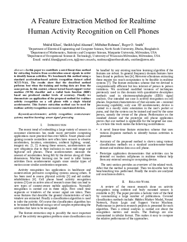 (PDF) A Feature Extraction Method for Realtime Human Activity ...