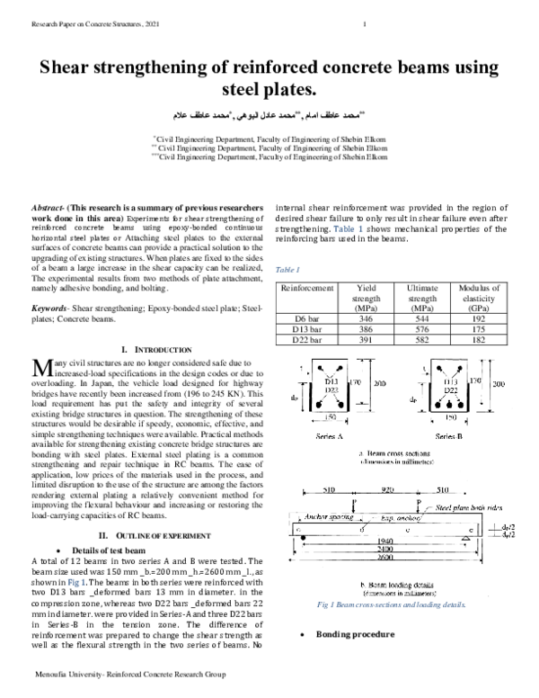 (PDF) Shear strengthening of reinforced concrete beams using steel plates