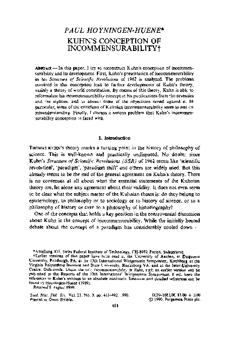 (PDF) Kuhn's conception of incommensurability