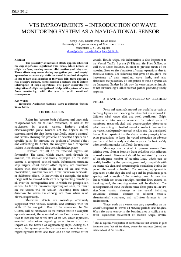 (PDF) VTS Improvements–Introduction of Wave Monitoring System as a ...