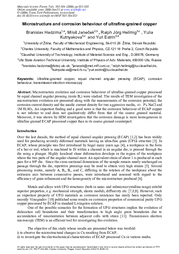 (PDF) Corrosion Characteristics of An Ultrafine-Grained Al-Mg-Si Alloy (AA6082)