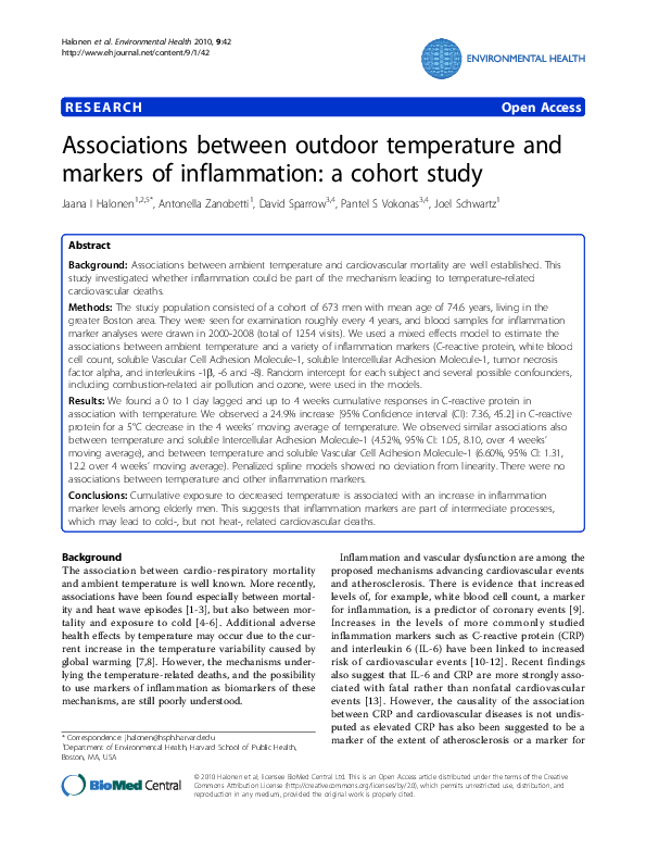 (PDF) Outdoor Temperature and Inflammation: A Cohort Study