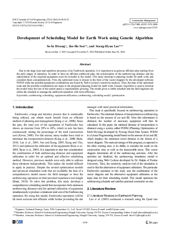 (PDF) Development of scheduling model for earth work using genetic ...