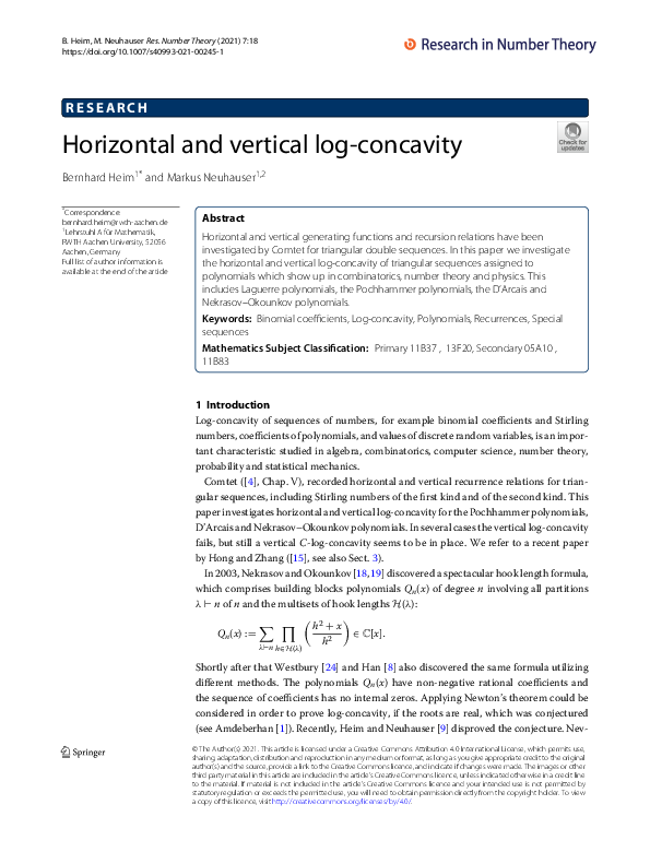 (PDF) Horizontal and vertical log-concavity