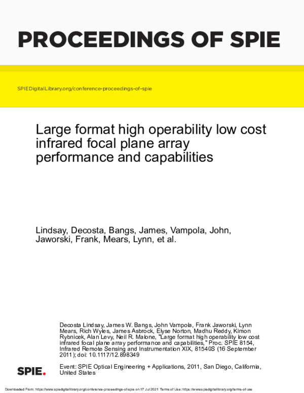 (PDF) Large Format High Operability Low Cost Infrared Focal Plane Array ...