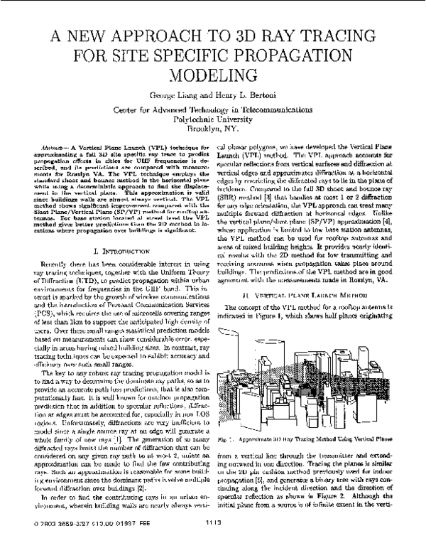Pdf A New Approach To 3d Ray Tracing For Site Specific Propagation Modeling