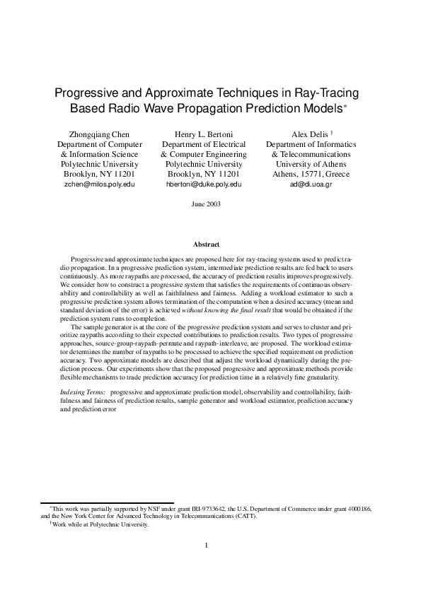 Pdf Progressive And Approximate Techniques In Ray Tracing Based Radio Wave Propagation