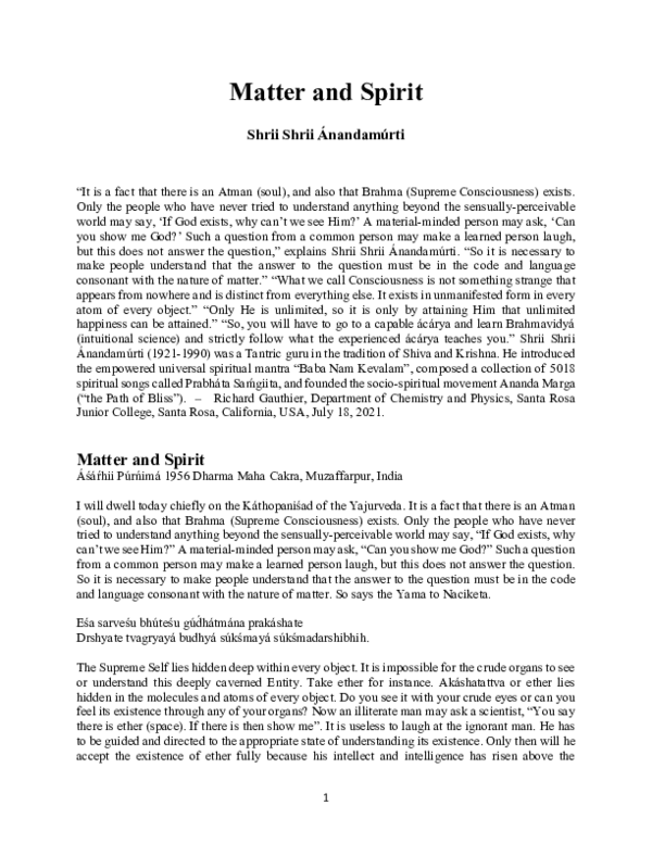 (PDF) Matter and Spirit