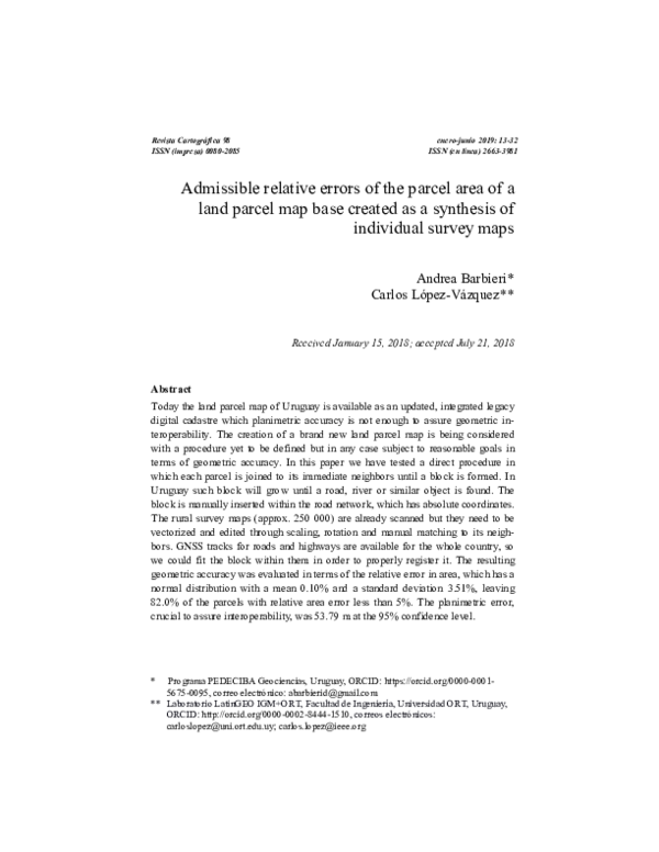 (PDF) Admissible relative errors of the parcel area of a land parcel ...