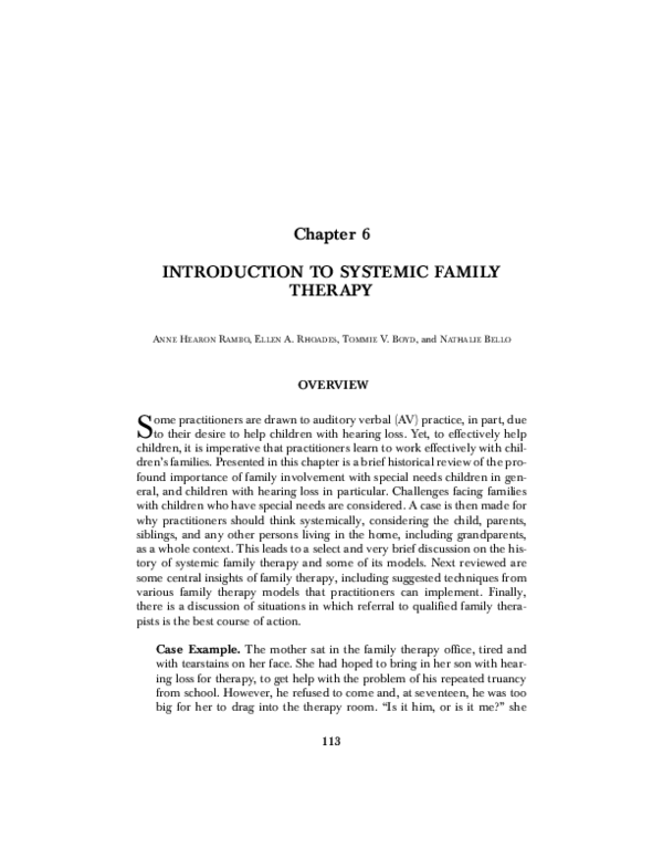 (PDF) Introduction to systemic family therapy