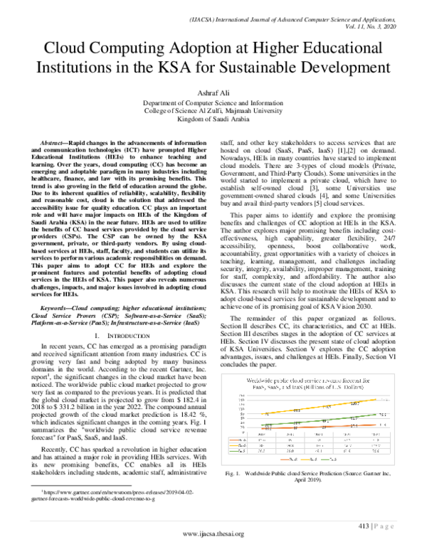 (PDF) Cloud Computing Adoption at Higher Educational Institutions in the KSA for Sustainable ...