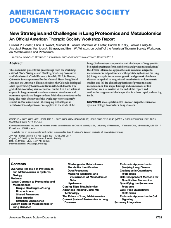(PDF) New Strategies and Challenges in Lung Proteomics and Metabolomics ...