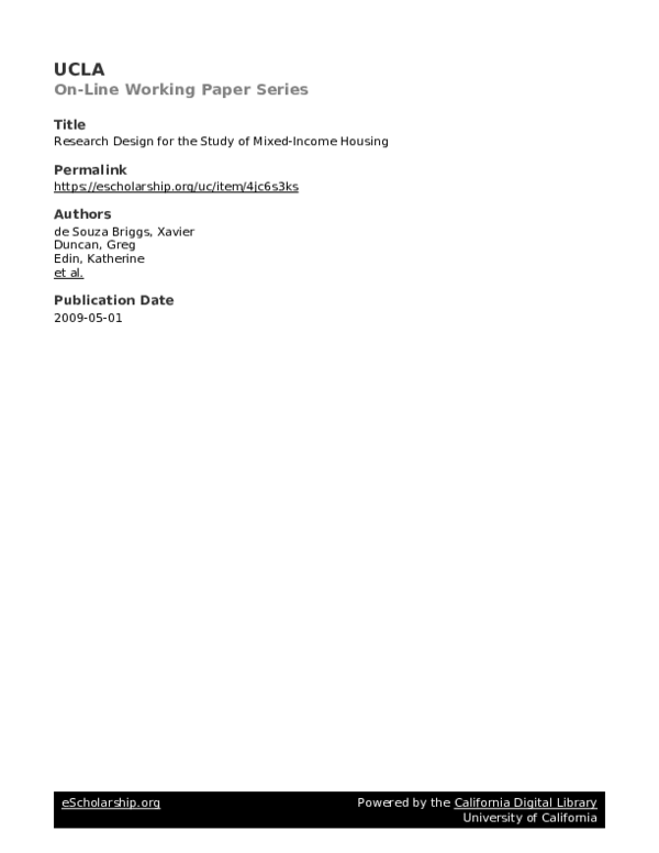 (PDF) Research Design for the Study of Mixed-Income Housing | Lincoln ...