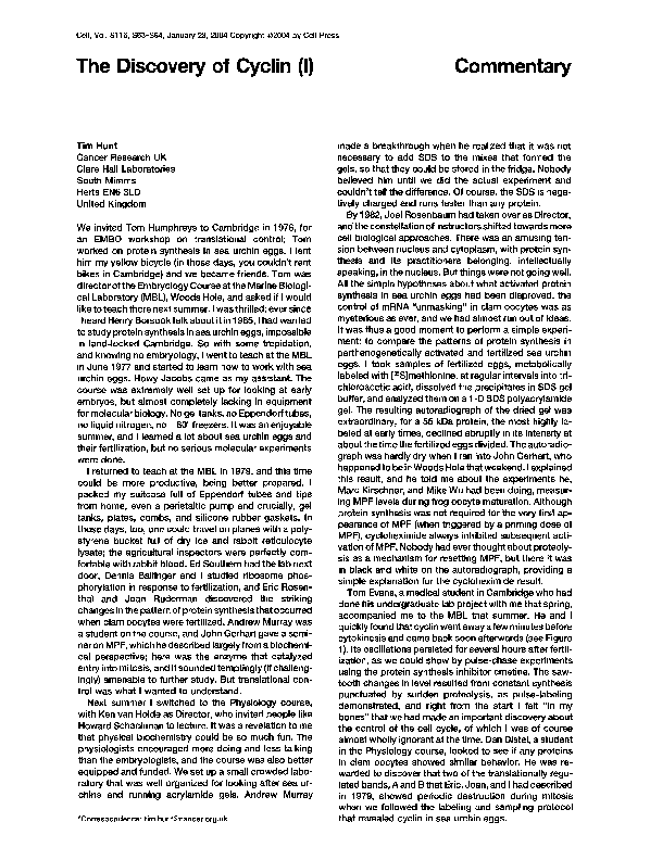 (PDF) The discovery of cyclin (I)