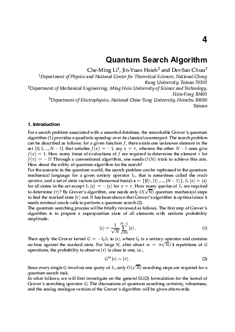 (PDF) Quantum Search Algorithm