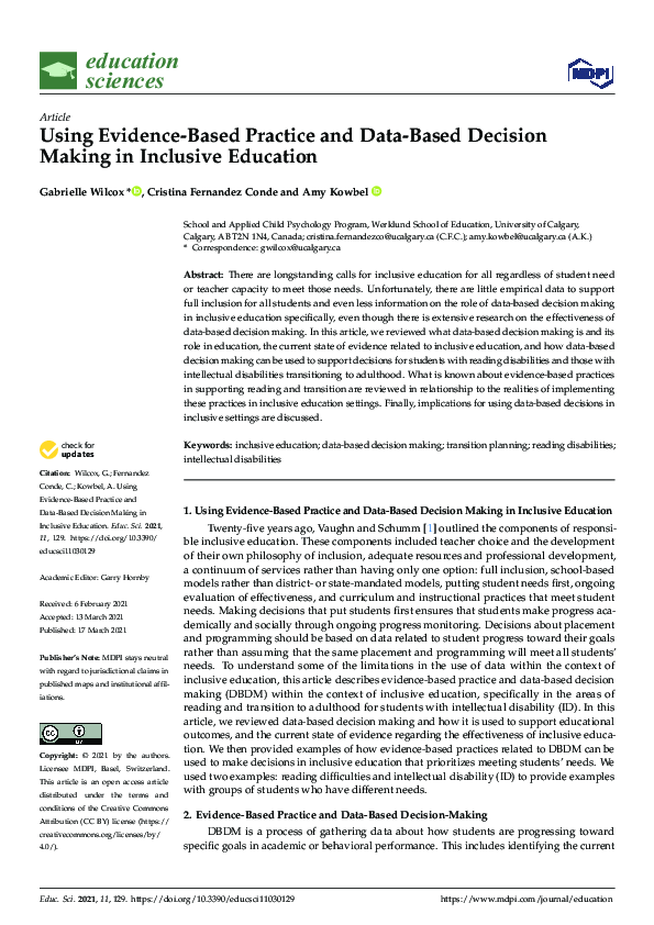 (PDF) Using Evidence-Based Practice and Data-Based Decision Making in ...