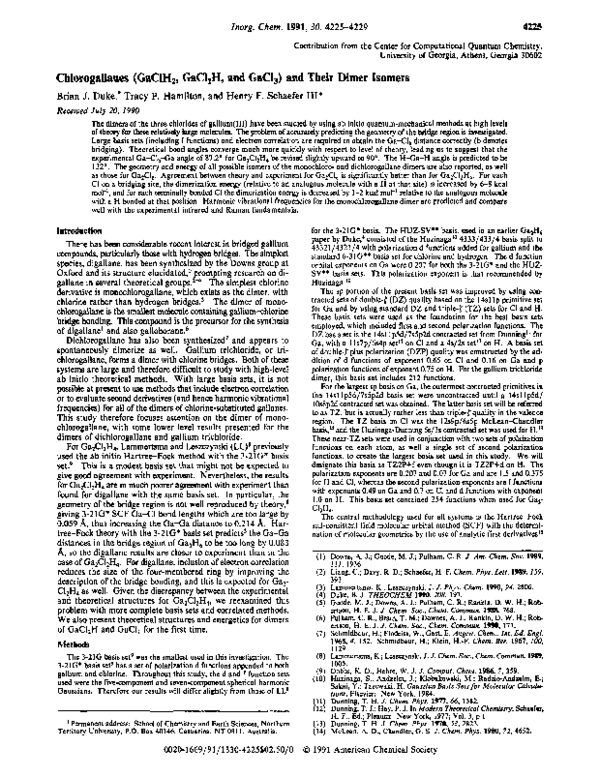 (PDF) Chlorogallanes (GaClH2, GaCl2H, and GaCl3) and their dimer isomers