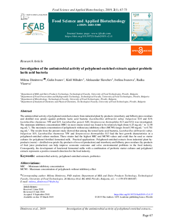 (PDF) Investigation of antimicrobial activity of polyphenol-enriched extracts against probiotic ...