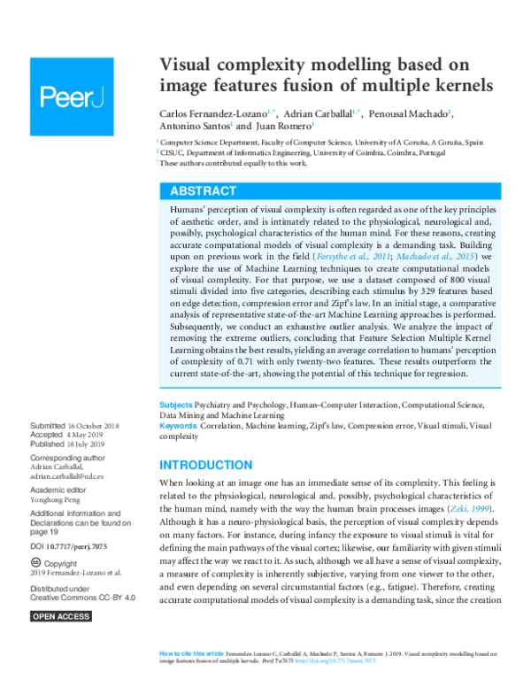 (PDF) Visual complexity modelling based on image features fusion of ...
