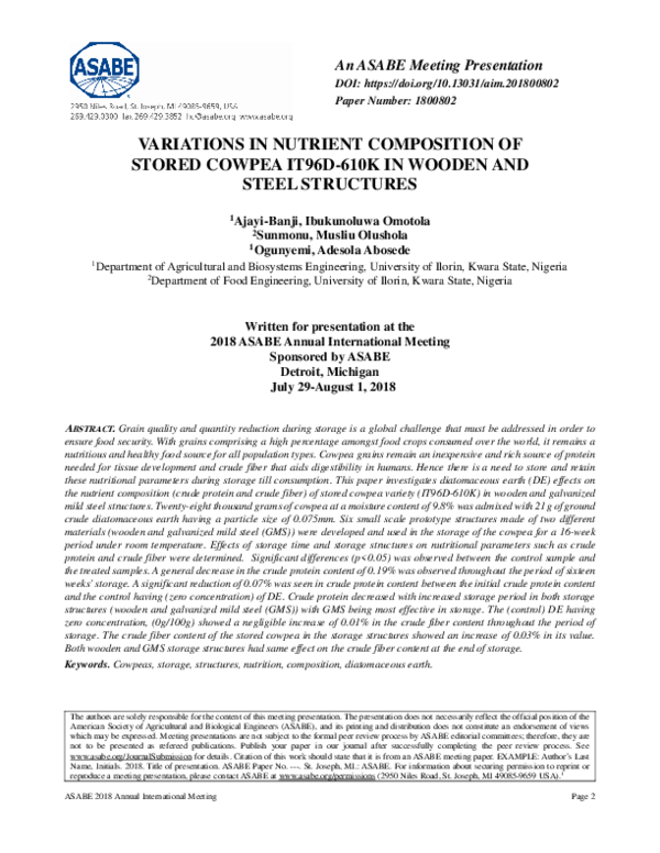 (PDF) An ASABE Meeting Presentation