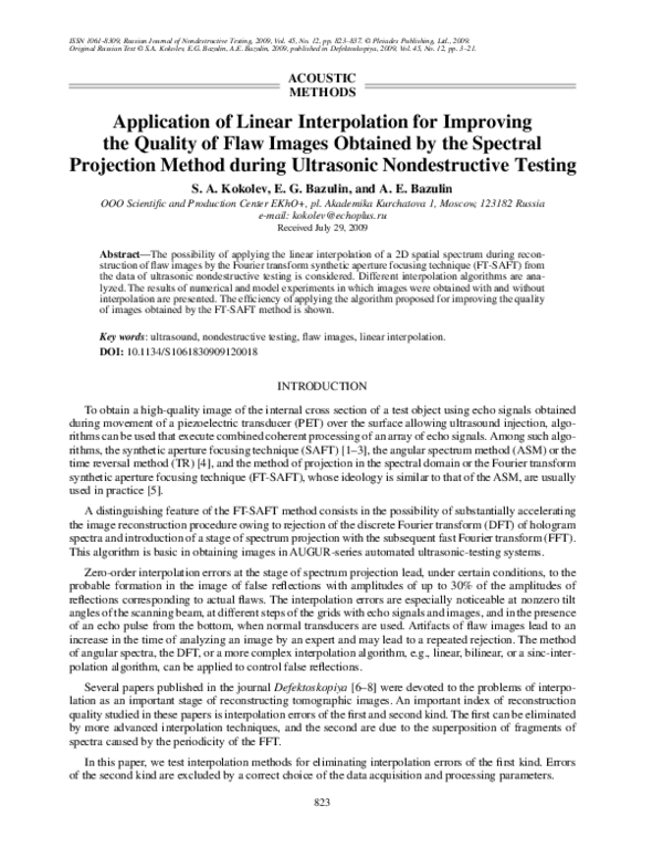Pdf Application Of Linear Interpolation For Improving The Quality Of Flaw Images Obtained By