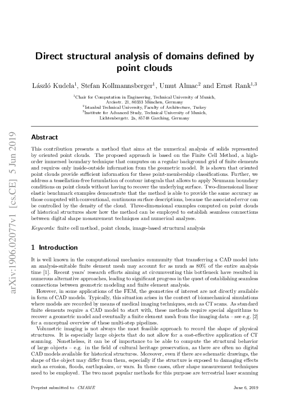 (PDF) Direct structural analysis of domains defined by point clouds
