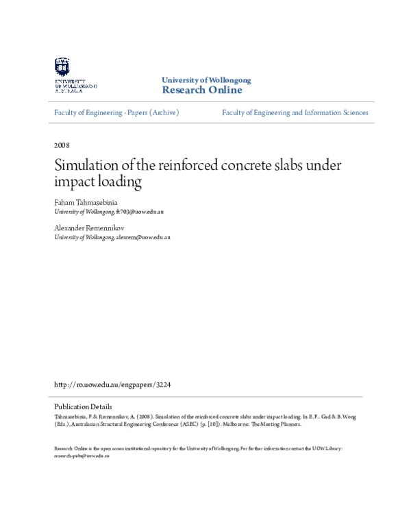 (PDF) Simulation of the Reinforced Concrete Slabs under dynamic loading